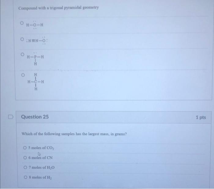 Solved Compound with a trigonal pyramidal geometry H−O−H | Chegg.com