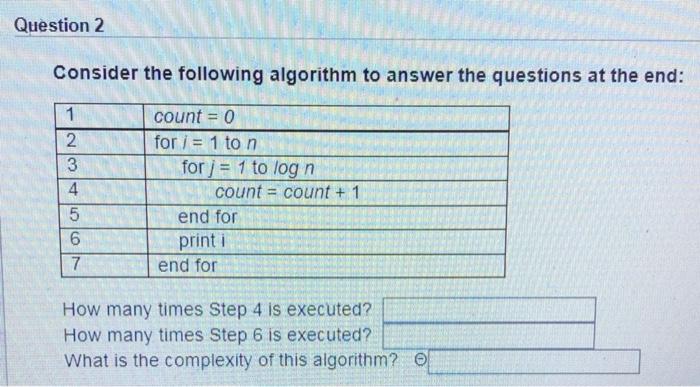 Solved Question 2 Consider the following algorithm to answer | Chegg.com