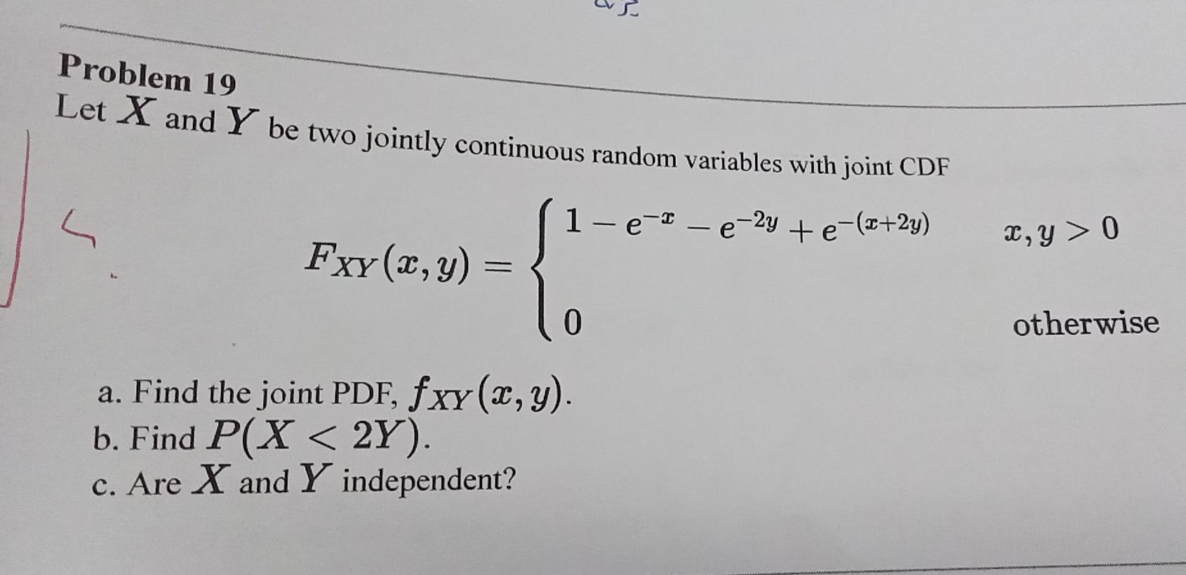 Solved L Problem 19 Let X and Y be two jointly continuous | Chegg.com