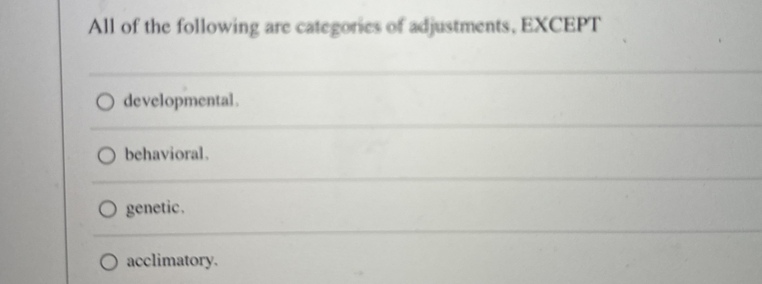Solved All of the following are categorics of adjustments, | Chegg.com