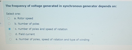 Solved The frequency of voltage generated in synchronous | Chegg.com