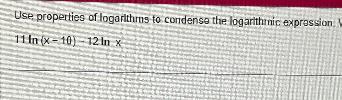 Solved Use properties of logarithms to condense the | Chegg.com