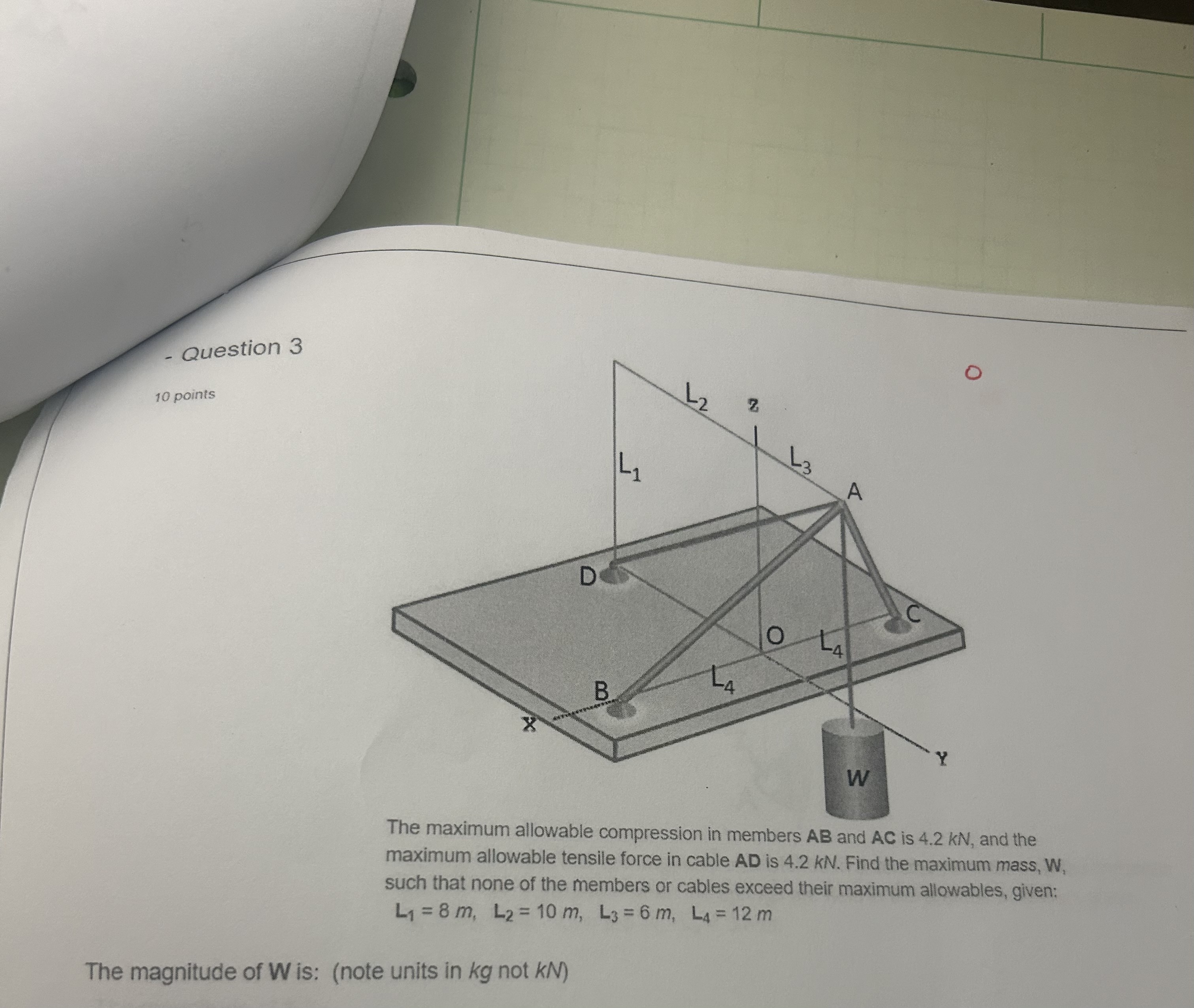 Solved Question 310 ﻿pointsThe maximum allowable compression | Chegg.com