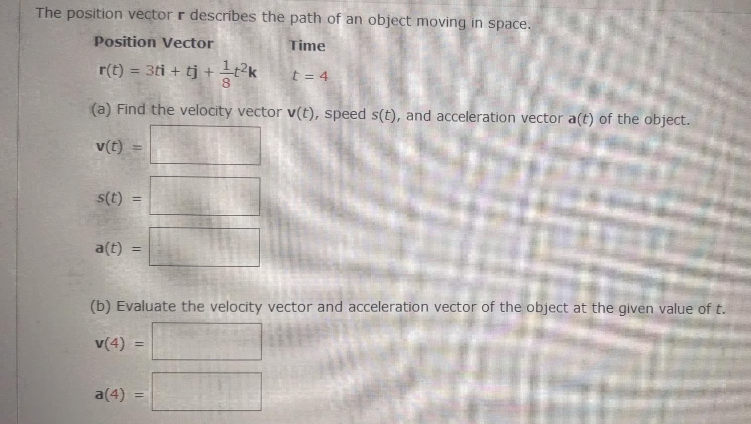 Solved The position vector r describes the path of an object | Chegg.com