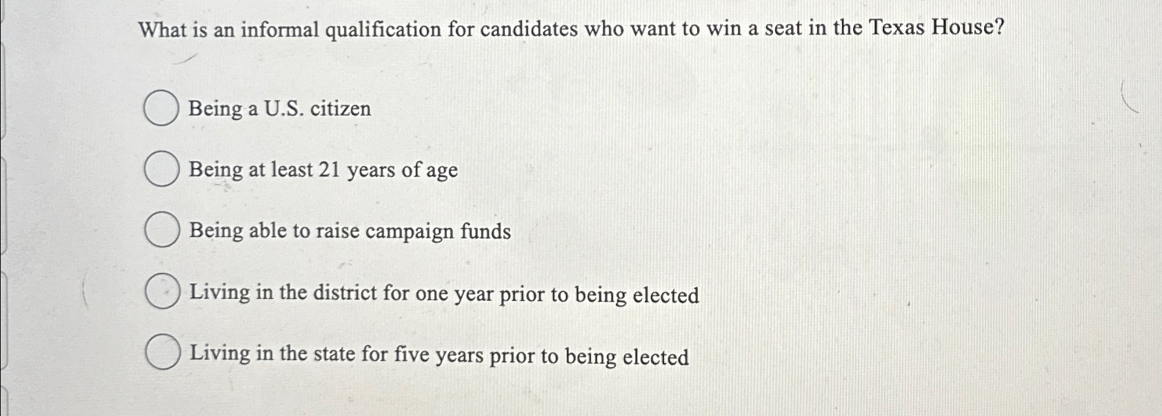 Solved What is an informal qualification for candidates who | Chegg.com