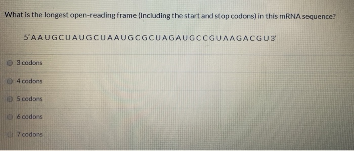 Solved What is the longest open-reading frame (including the | Chegg.com