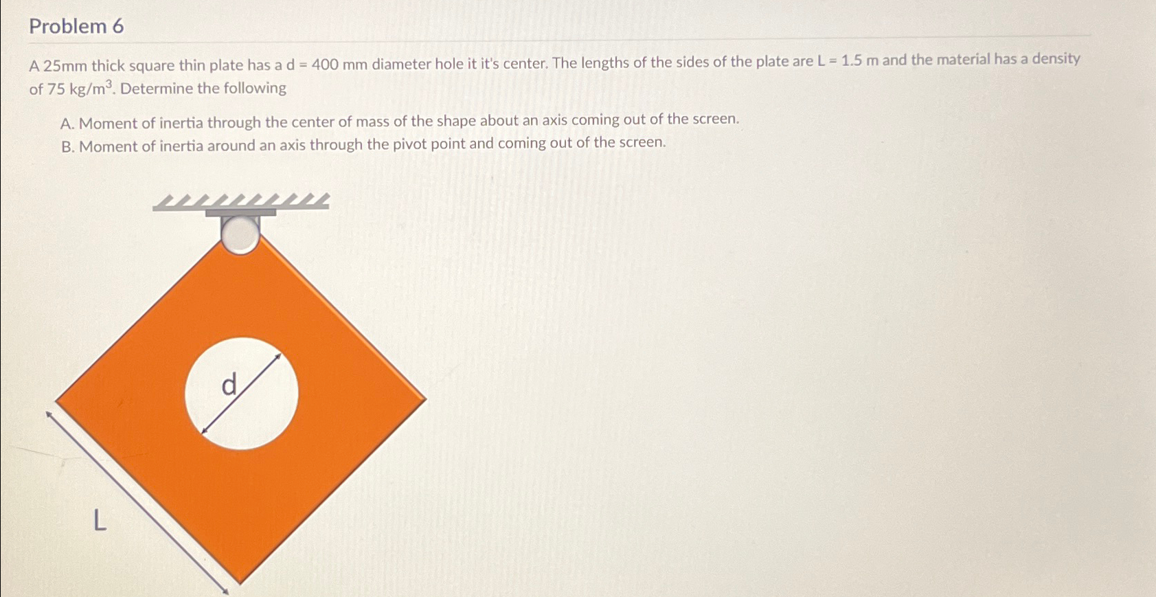 Solved Problem 6A 25mm ﻿thick square thin plate has a | Chegg.com