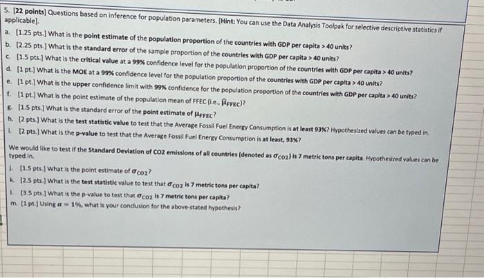 Solved 5. [22 points] Questions based on inference for | Chegg.com