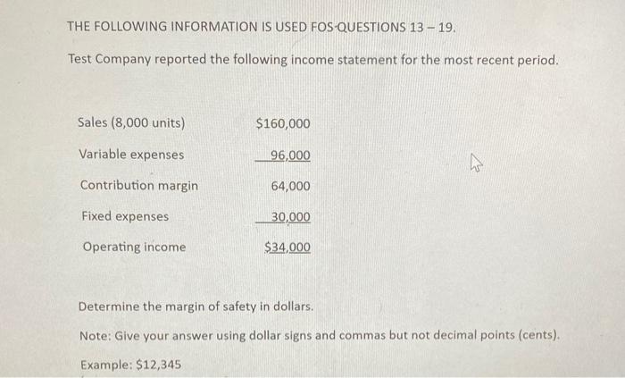 Solved THE FOLLOWING INFORMATION IS USED FOS-QUESTIONS | Chegg.com