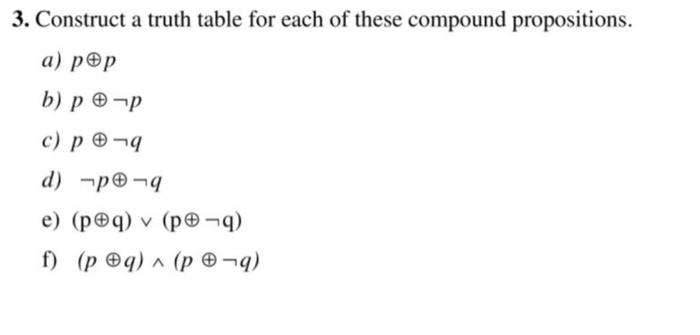 Solved 3. Construct a truth table for each of these compound | Chegg.com