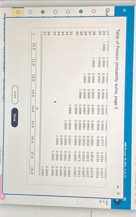 Solved Table of Poisson probability sums, page 1 Poisson | Chegg.com