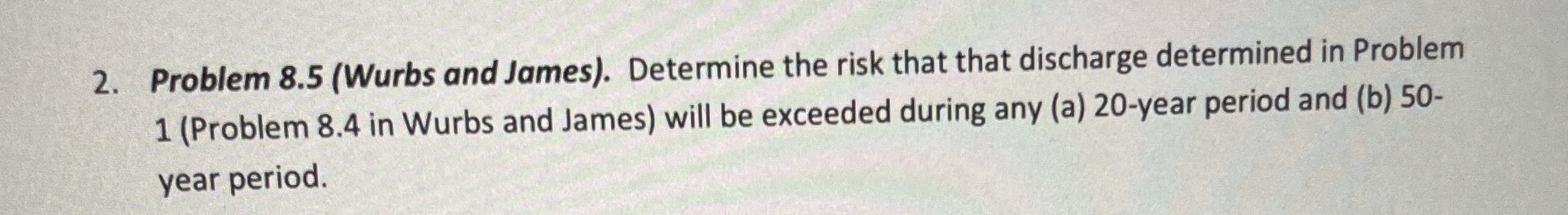 Solved Problem 8.5 (Wurbs and James). ﻿Determine the risk | Chegg.com