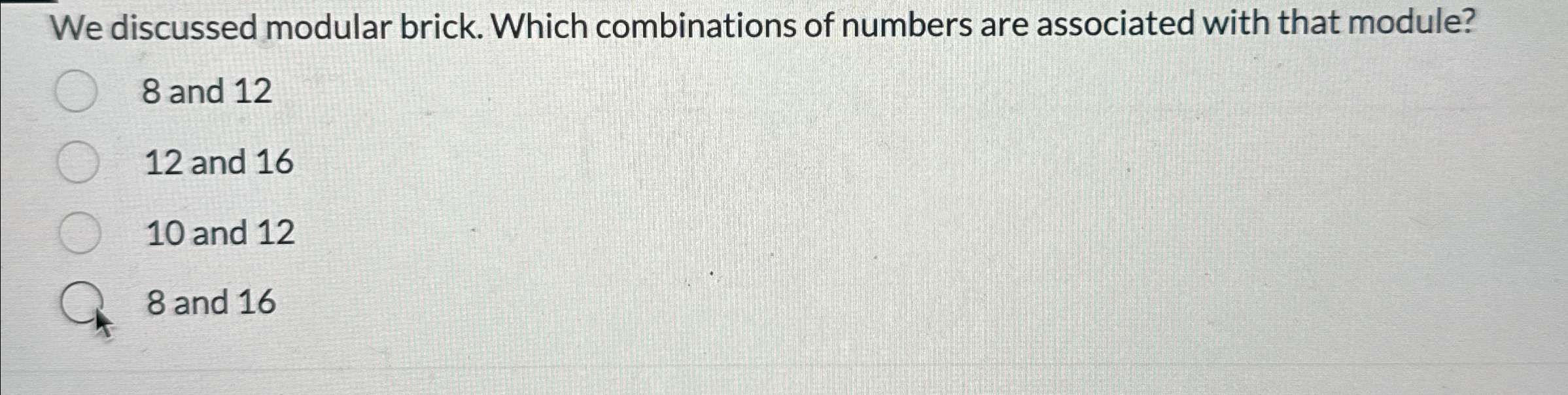 Solved We discussed modular brick. Which combinations of | Chegg.com