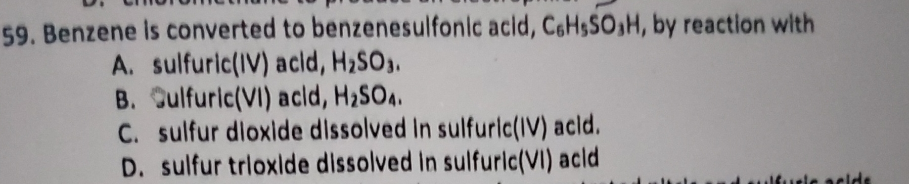 Solved Benzene is converted to benzenesulfonic acid, | Chegg.com