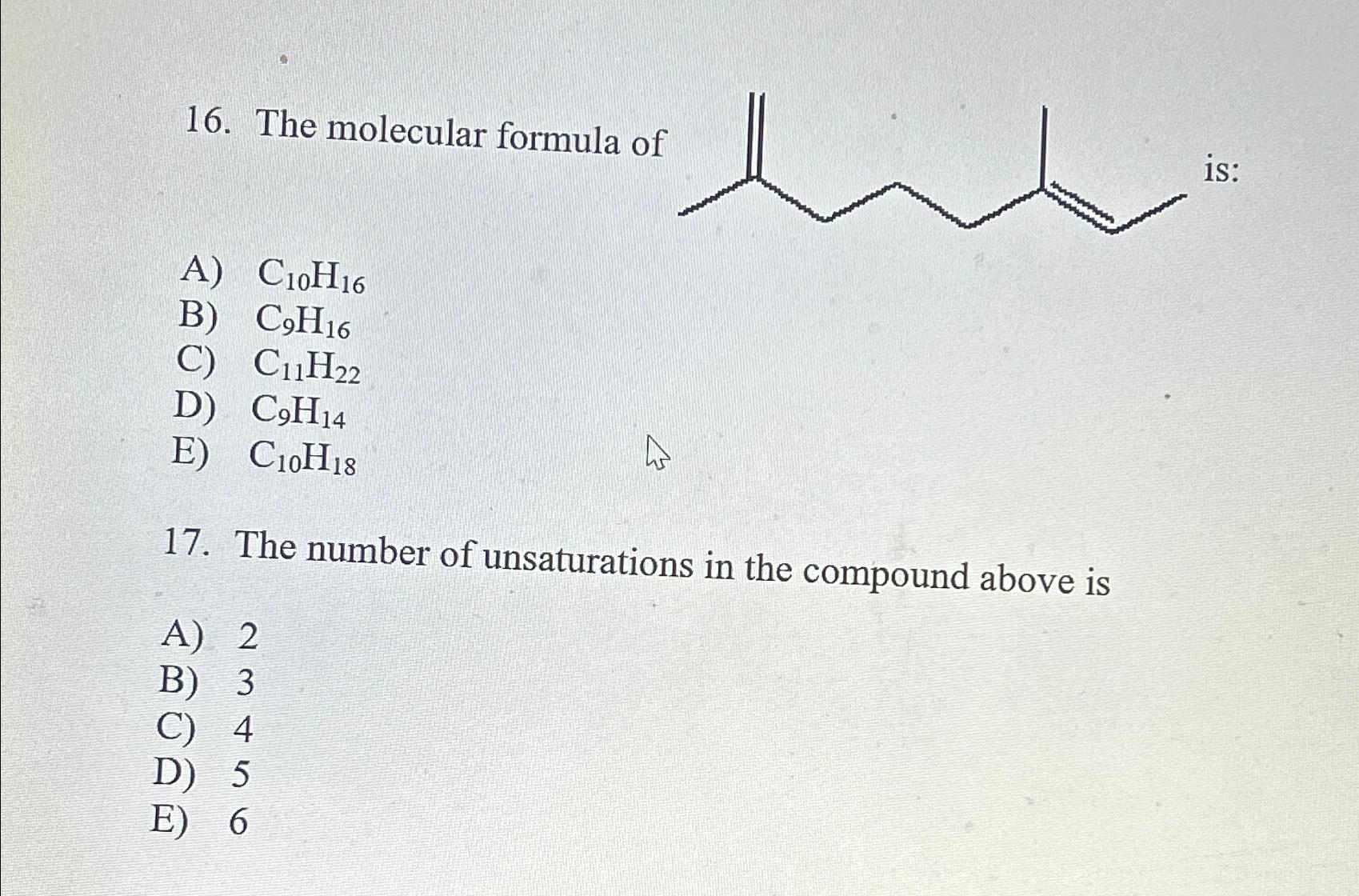 Solved The molecular formula | Chegg.com