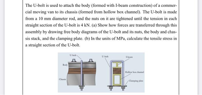 Solved The U-bolt is used to attach the body (formed with | Chegg.com