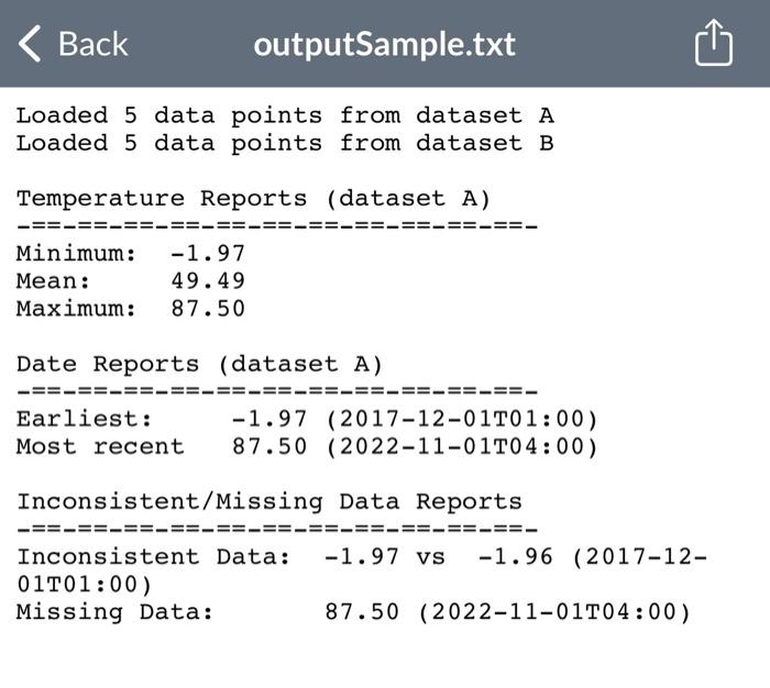 Weather Data Two wxather statkons periodically take | Chegg.com