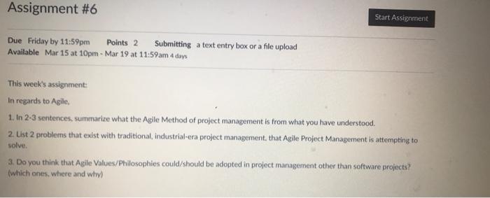 Solved Assignment #6 Start Assignment Due Friday by 11:59pm | Chegg.com
