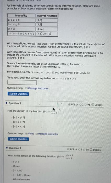 Solved For intervals of values, enter your answer using | Chegg.com