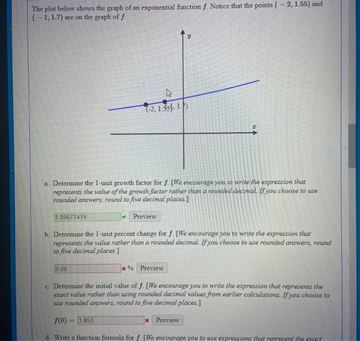 Solved The plot below shows the graph of an exponential | Chegg.com