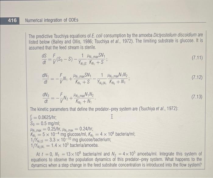 Solved The predictive Tsuchiya equations of E. coli | Chegg.com