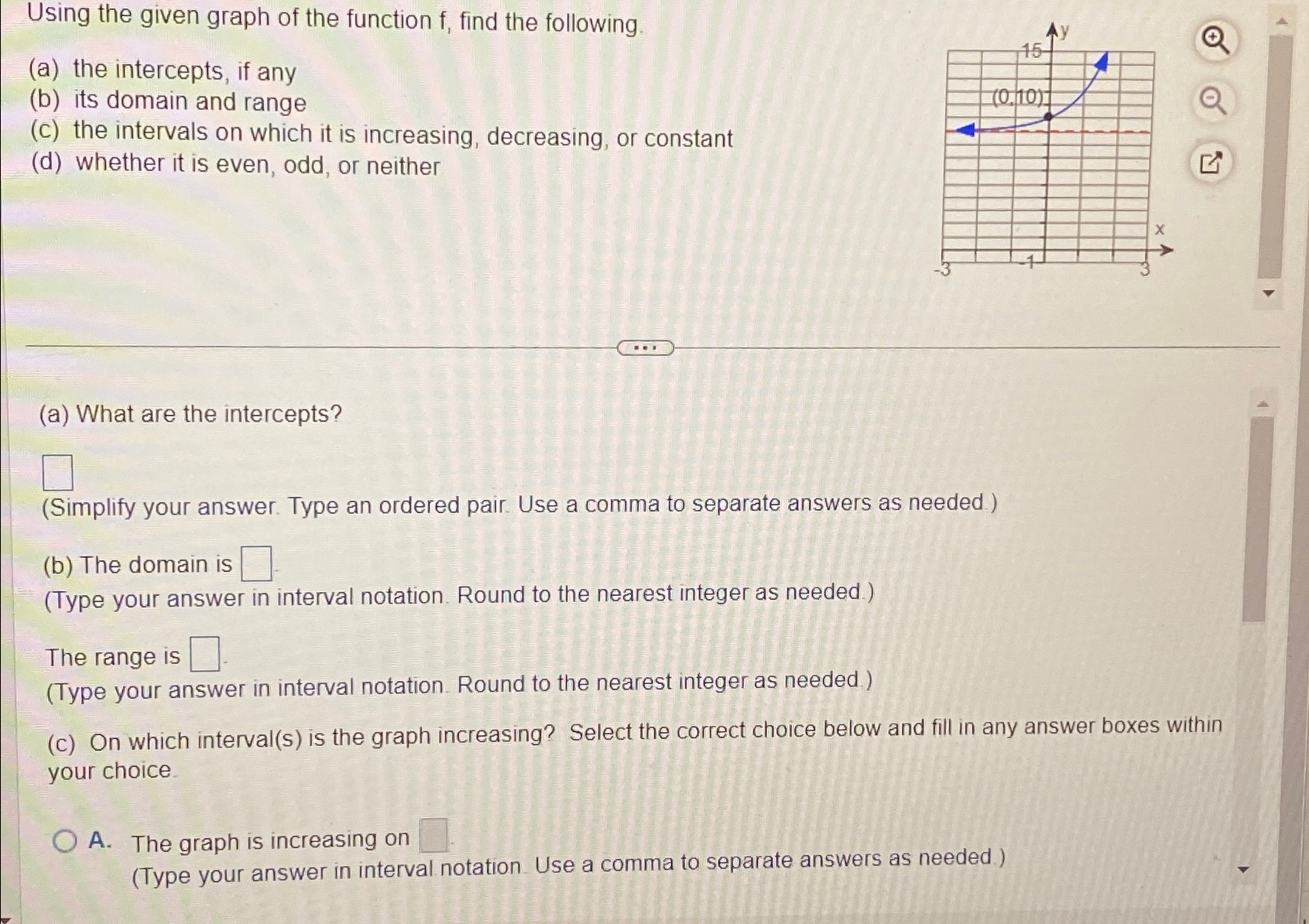 Solved Using the given graph of the function f, ﻿find the | Chegg.com