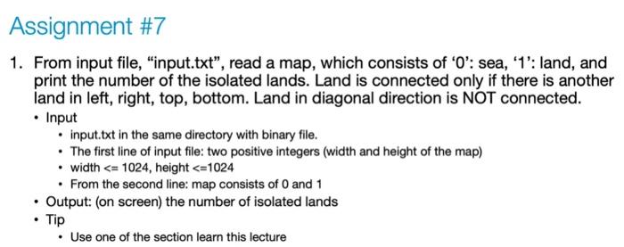 Solved Assignment #7 1. From input file, "input.txt", read a | Chegg.com