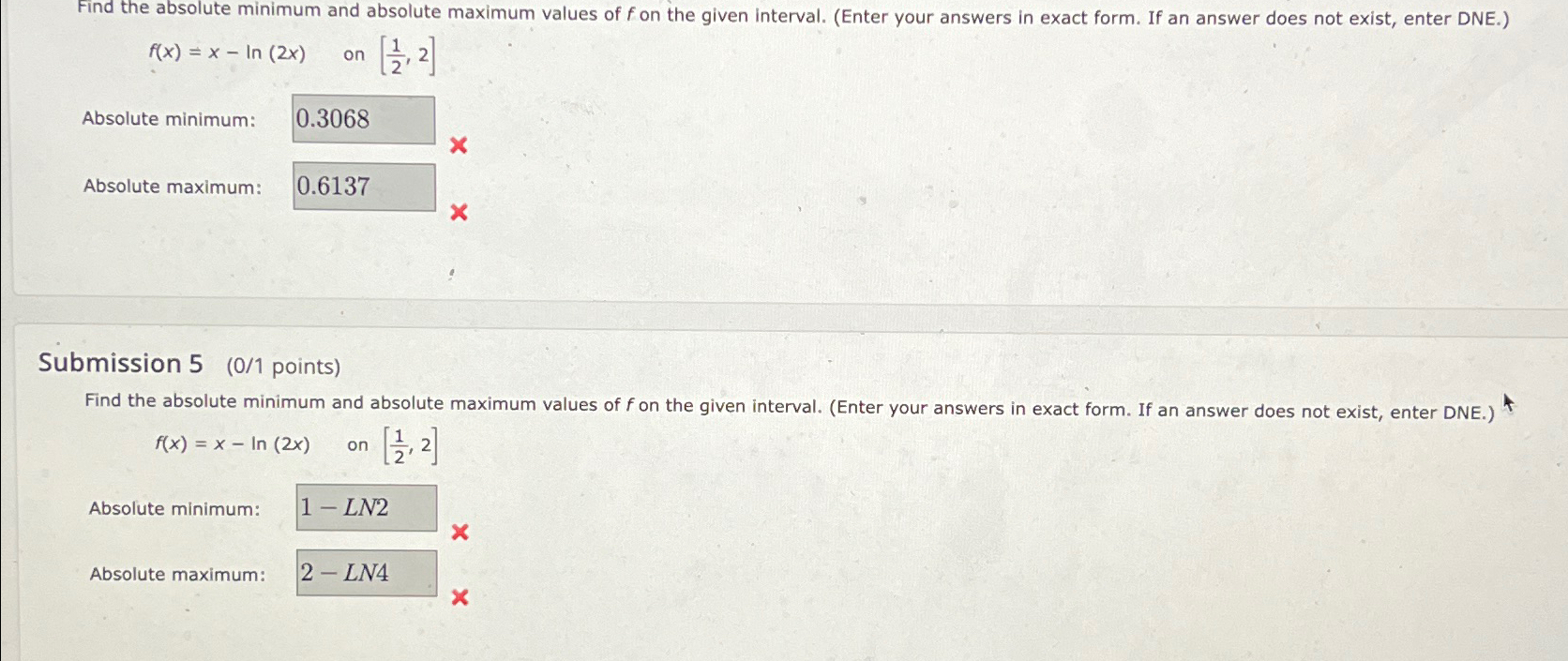 Solved Find the absolute minimum and absolute maximum values | Chegg.com