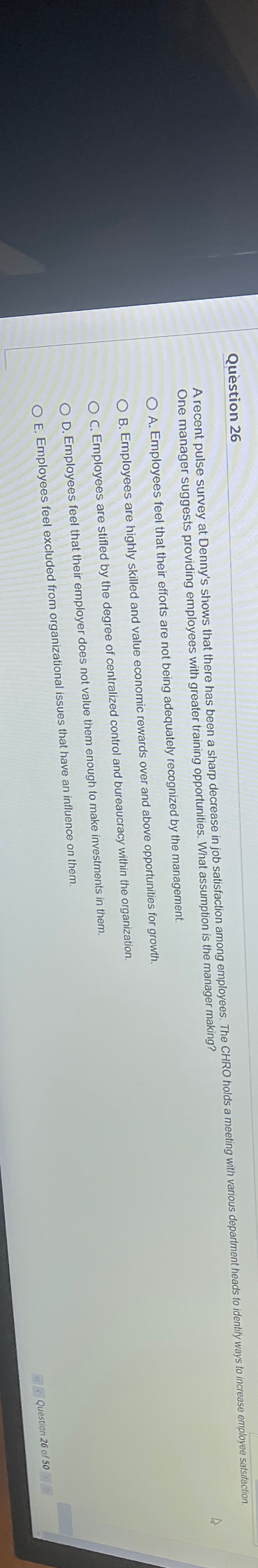 Solved Quèstion 26A recent pulse survey at Denny's shows | Chegg.com