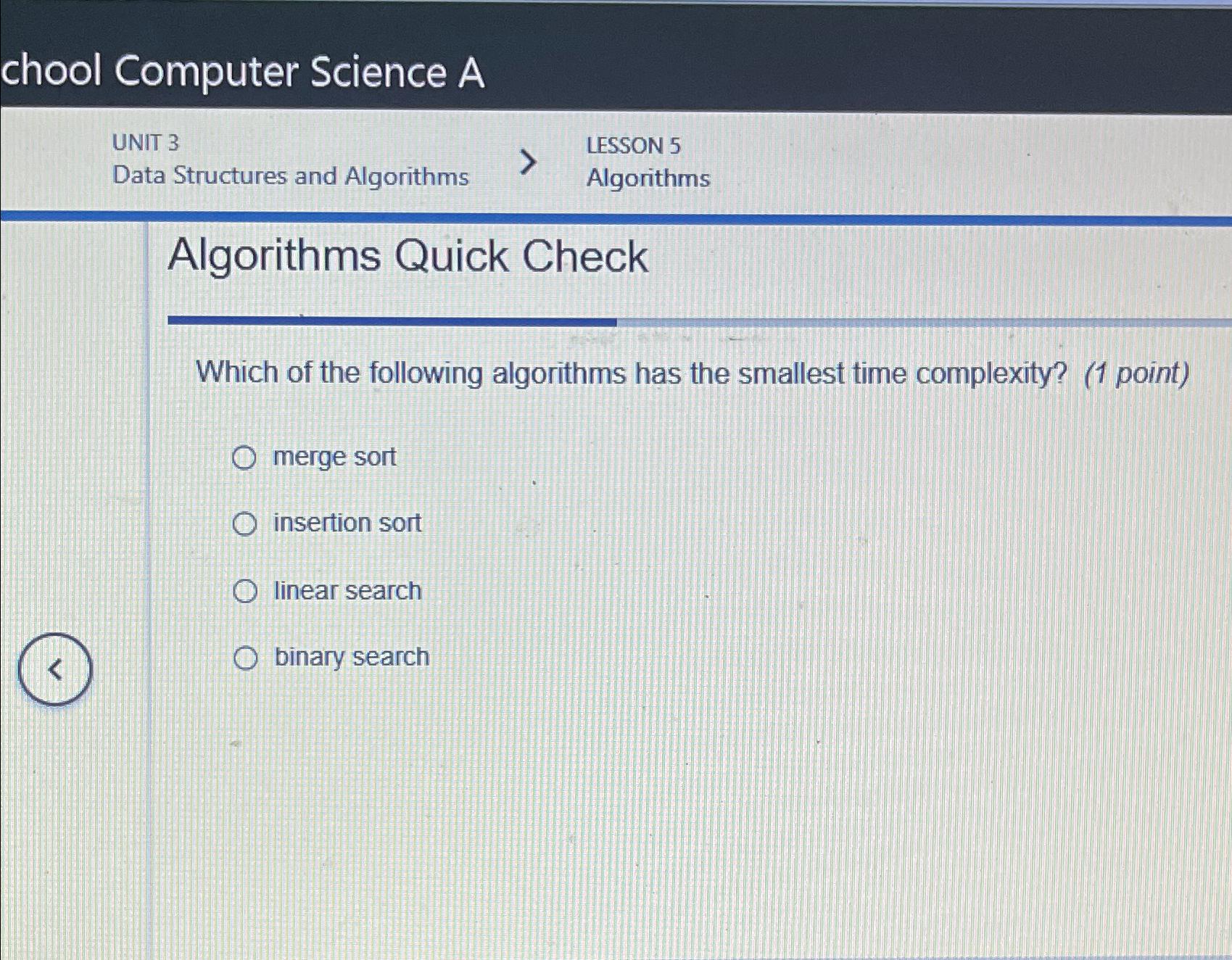 Solved chool Computer Science AUNIT 3LESSON 5Data Structures | Chegg.com