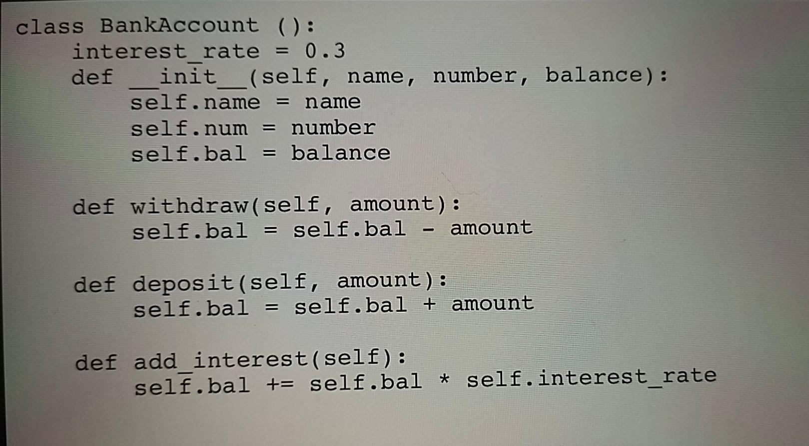 Solved Modify accounts.py to: 1. Put a comment after the | Chegg.com