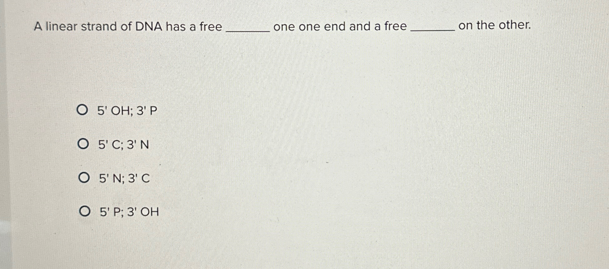 Solved A linear strand of DNA has a free ﻿one one end and | Chegg.com