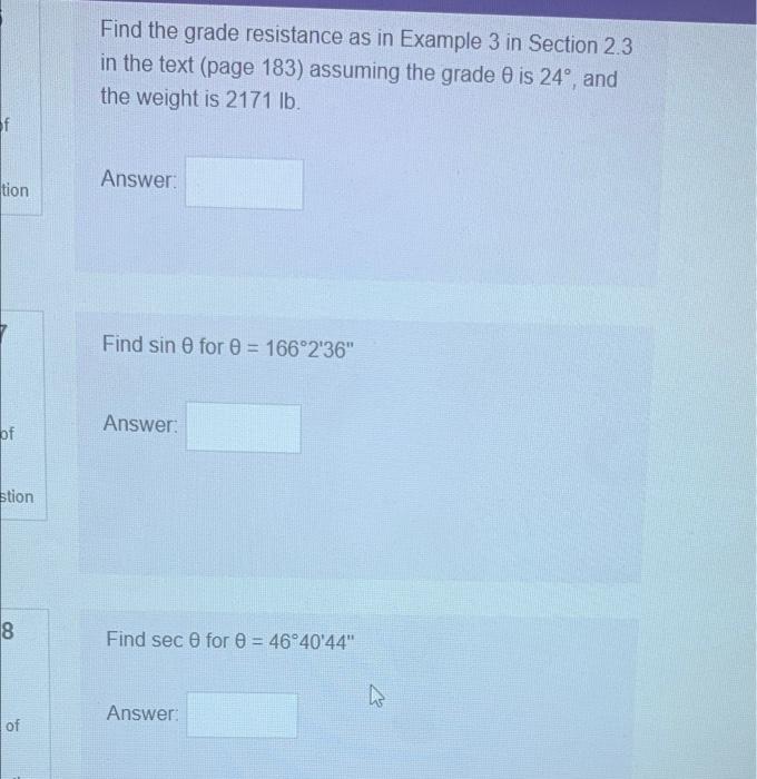 Solved Find the grade resistance as in Example 3 in Section | Chegg.com