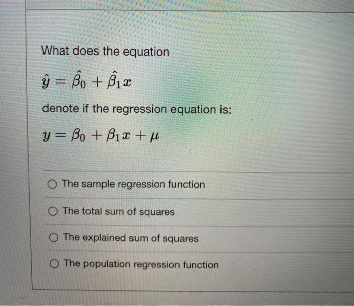 Solved In the equation y= Bo + B1x + ply Bois the: O | Chegg.com