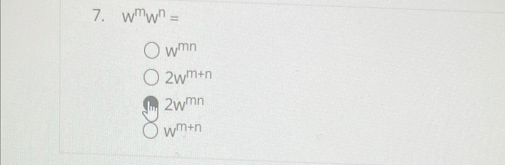 Solved wmwn=wmn2wm+n2wmnwm+n | Chegg.com