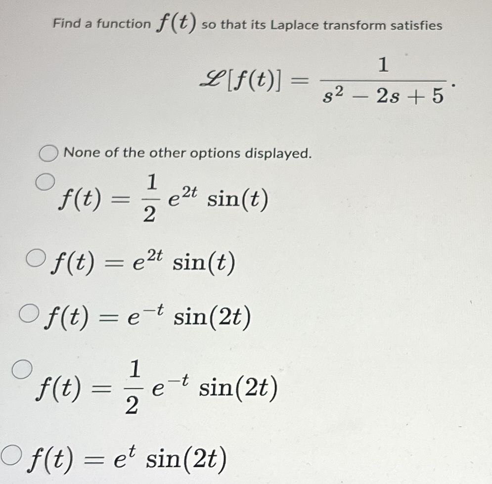 Solved Find a function f(t) ﻿so that its Laplace transform | Chegg.com