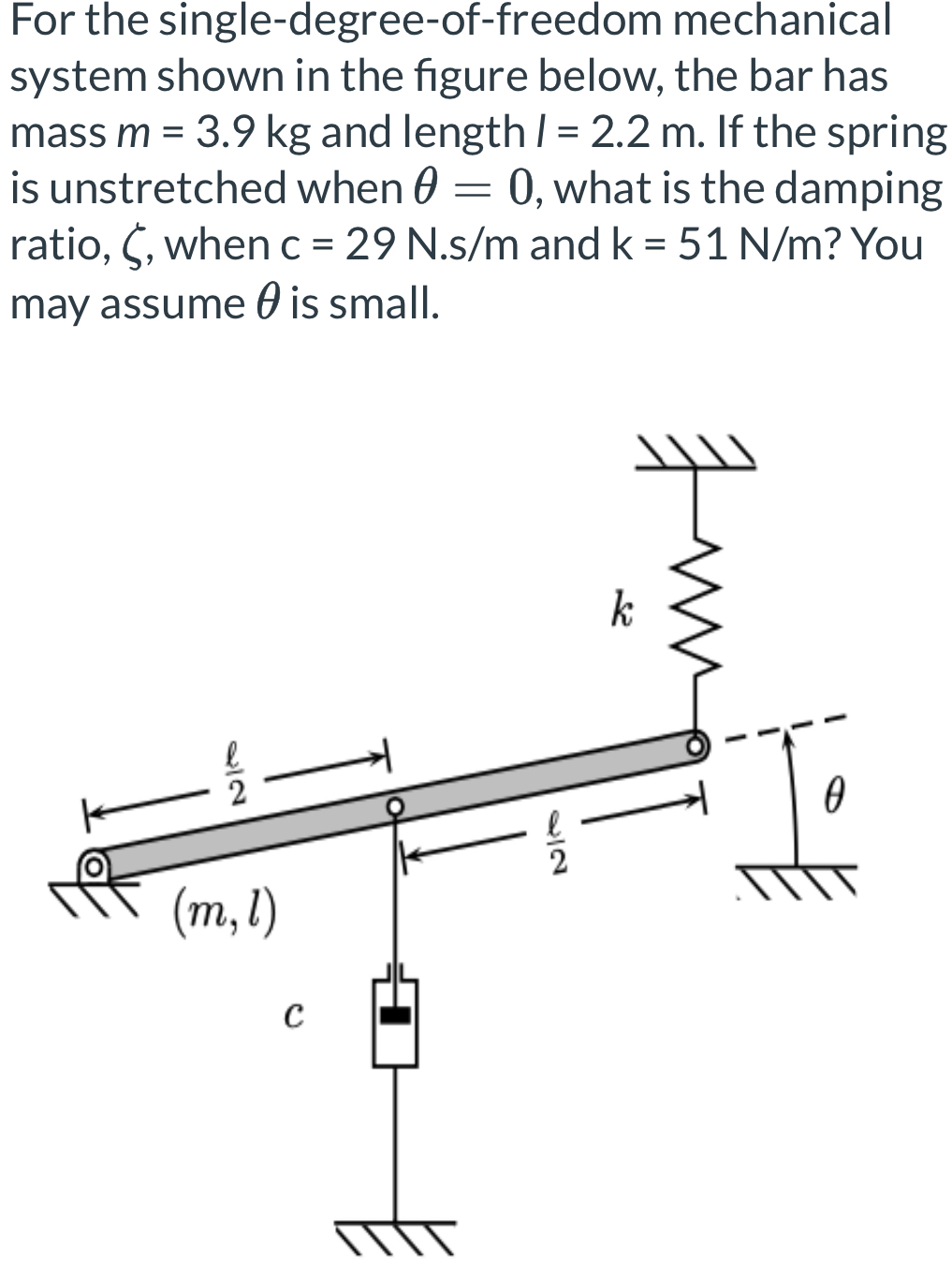 Solved For the single-degree-of-freedom mechanical system | Chegg.com