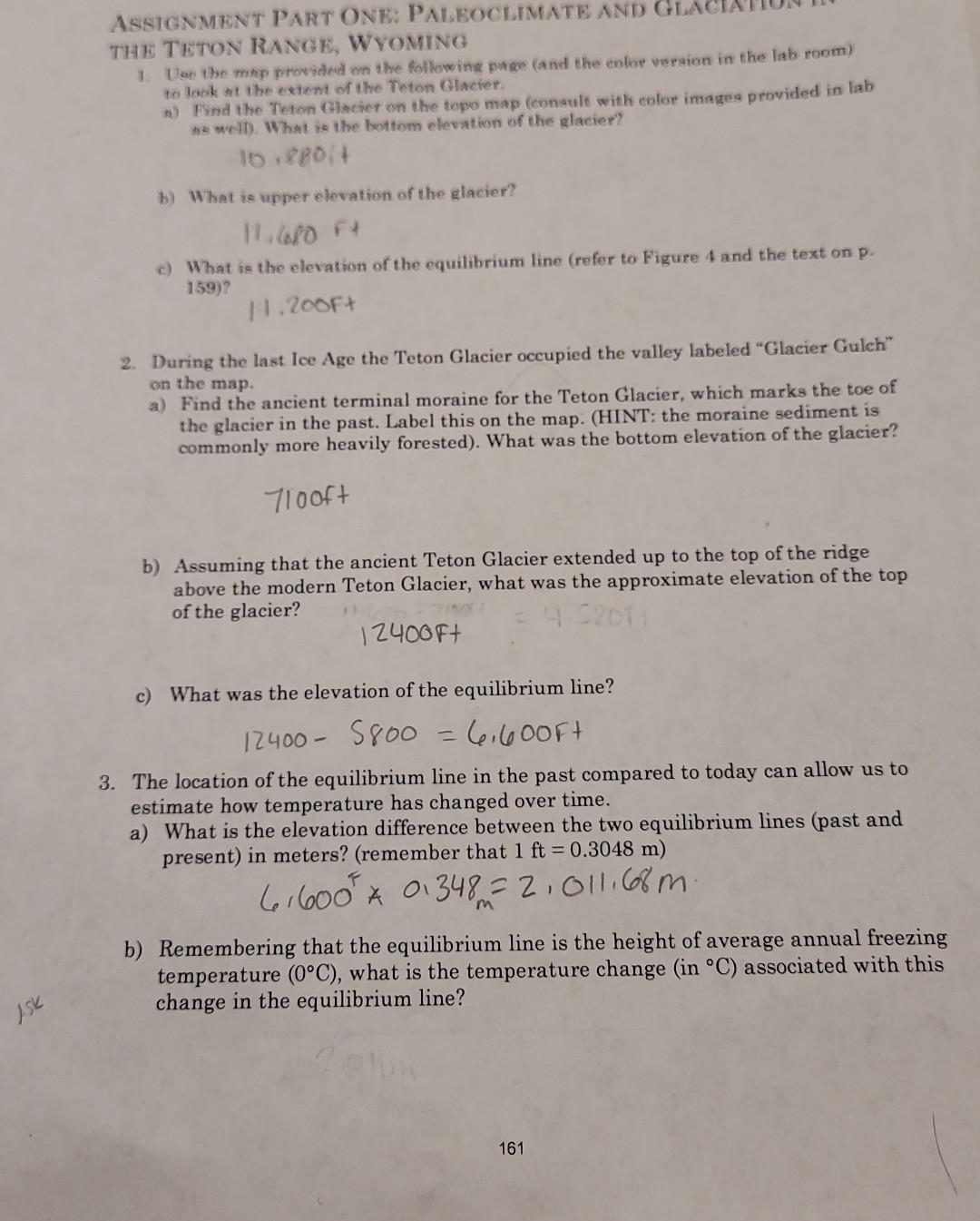 Solved ASSIGNMENT PART ONE: PALEOCLIMATE AND THE TETON | Chegg.com