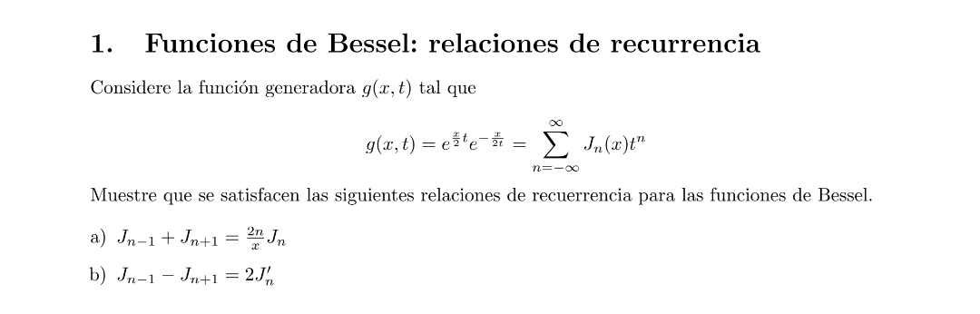 Solved 1. Funciones de Bessel: relaciones de recurrencia | Chegg.com