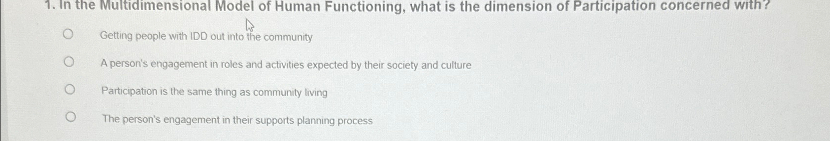 Solved In the Multidimensional Model of Human Functioning, | Chegg.com
