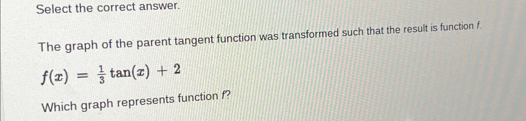 Solved Select the correct answer.The graph of the parent | Chegg.com
