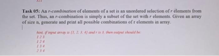 Solved Task 05: An r-combination of elements of a set is an | Chegg.com
