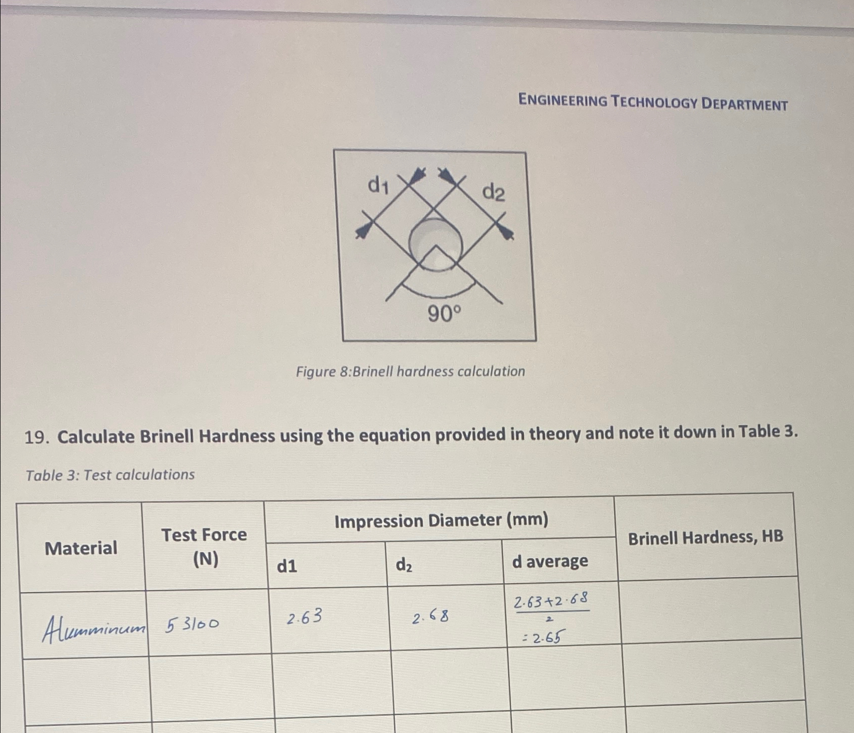 Solved ENGINEERING TECHNOLOGY DEPARTMENTFigure 8:Brinell | Chegg.com