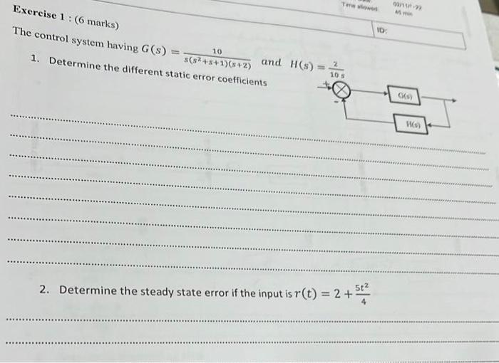 Solved 1. Determine the different static error coefficients | Chegg.com