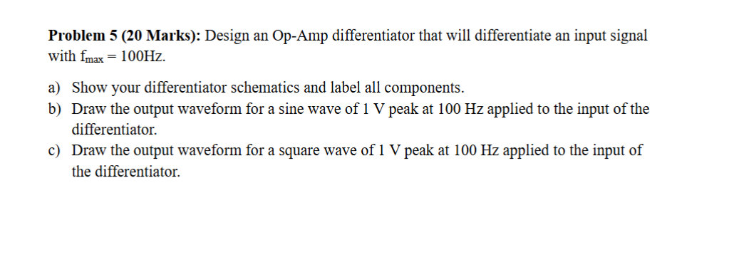 Problem 5 (20 ﻿Marks): Design an Op-Amp | Chegg.com