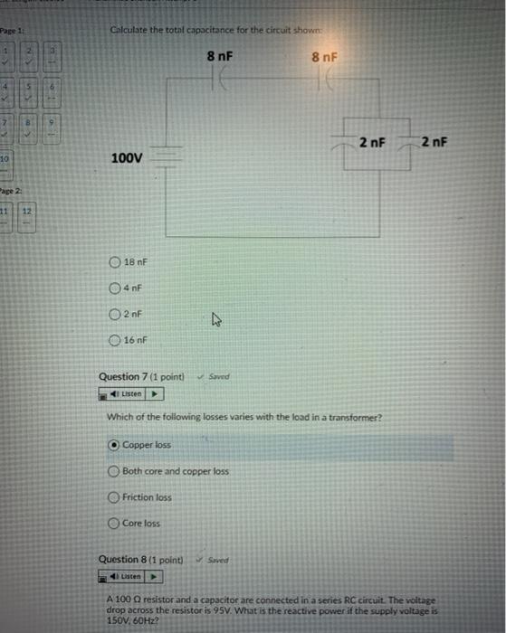 Solved Page 1 Calculate the total capacitance for the | Chegg.com