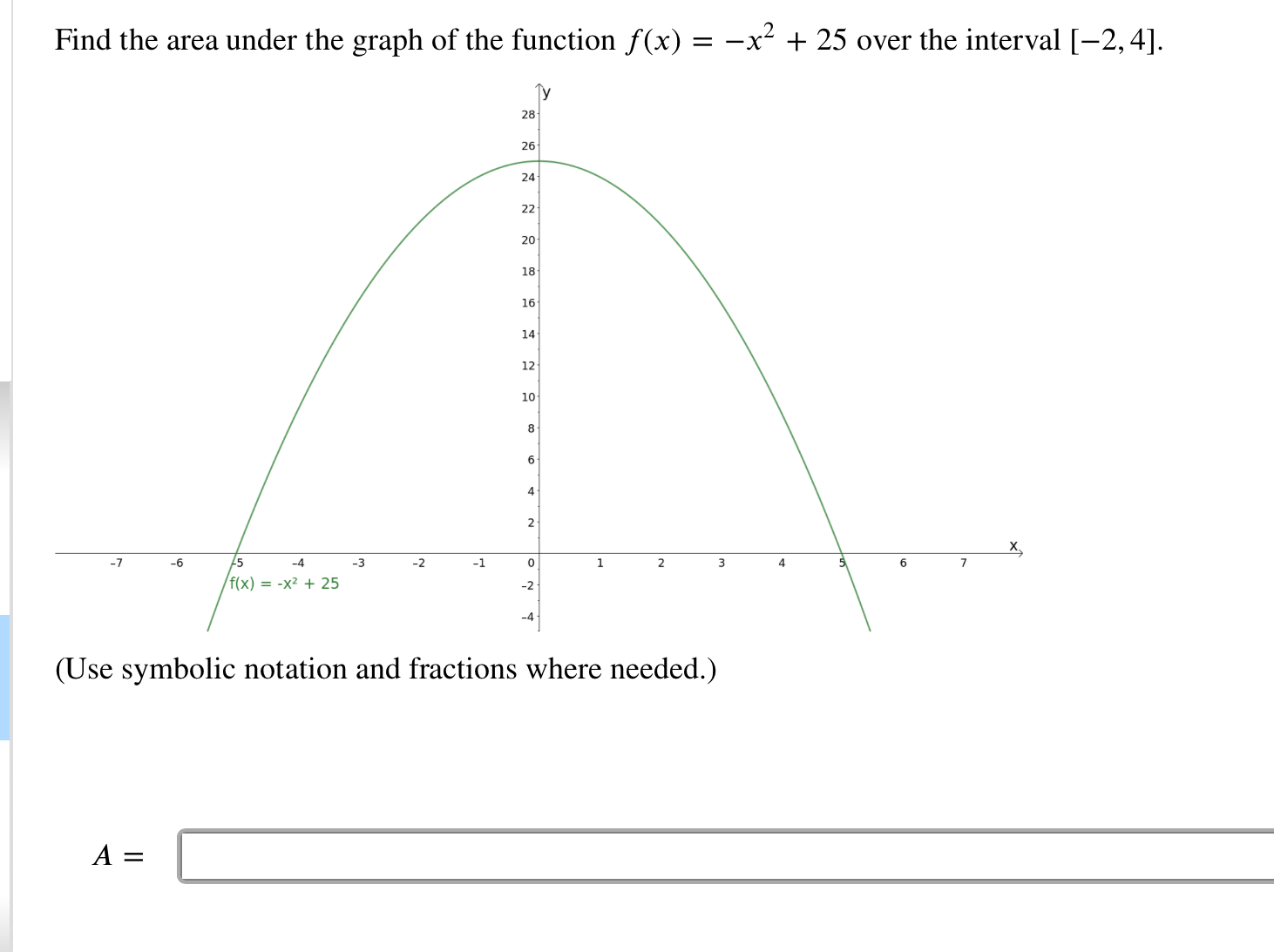 Solved Find the area under the graph of the function | Chegg.com