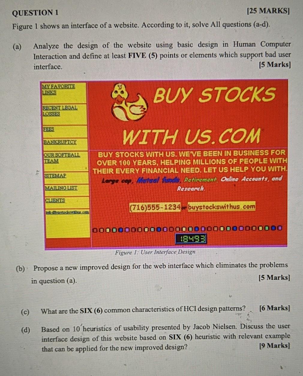 Solved QUESTION 1 [25 MARKS] Figure 1 shows an interface of | Chegg.com
