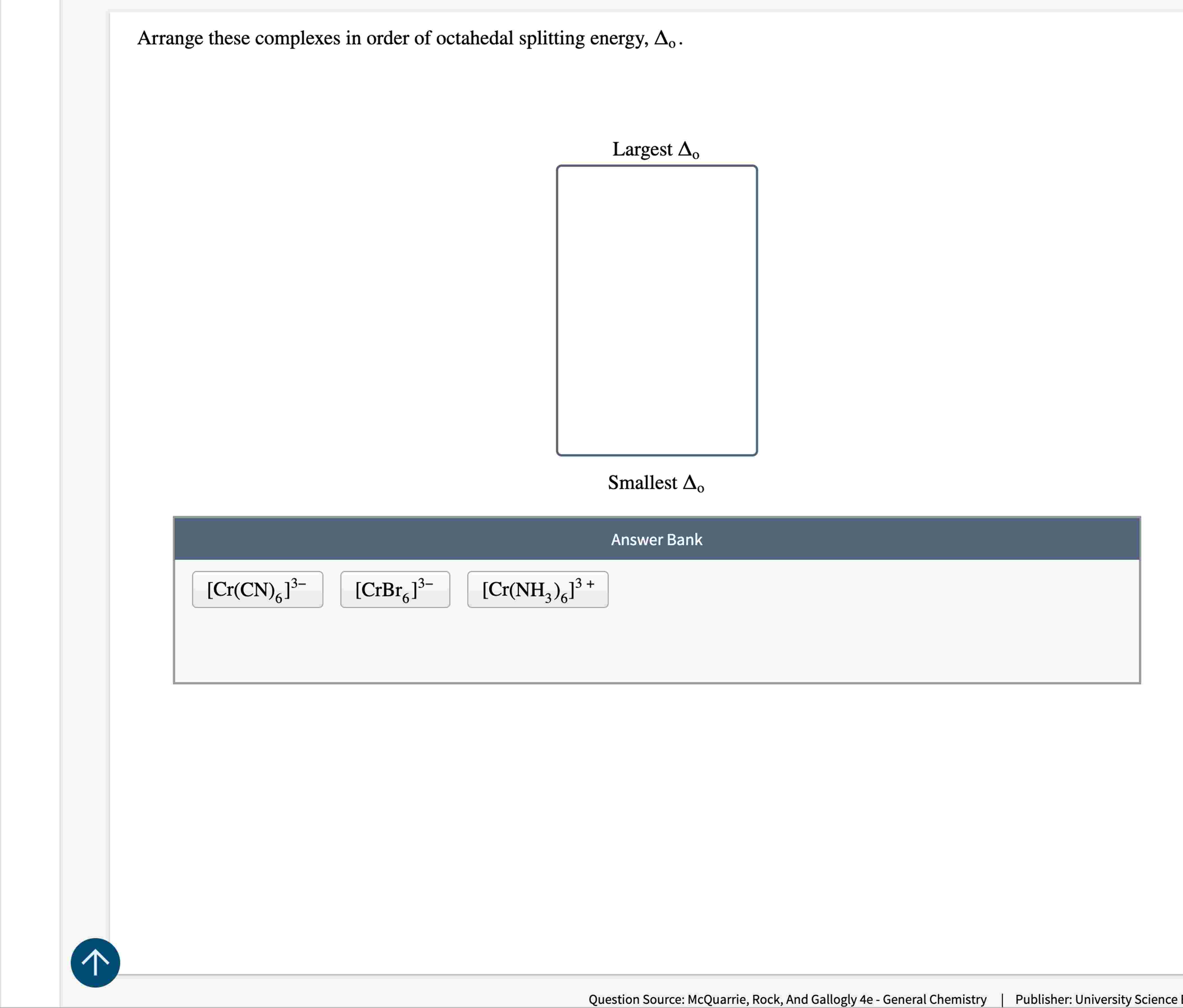 Solved Arrange these complexes in ﻿order of ﻿octahedal | Chegg.com