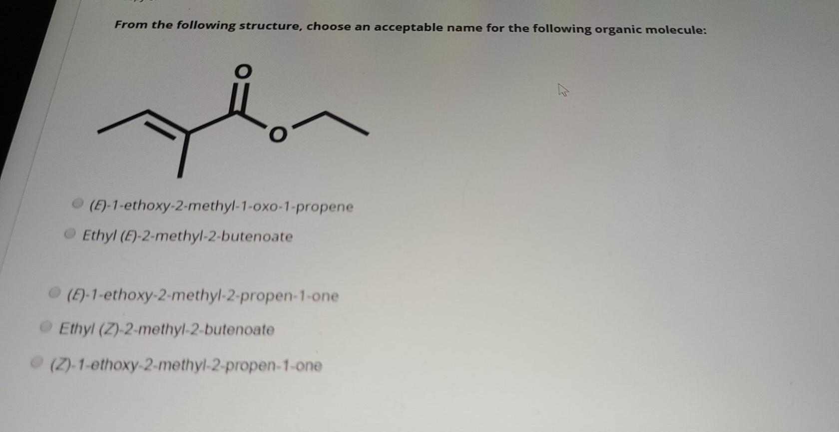Solved From the following structure, choose an acceptable | Chegg.com